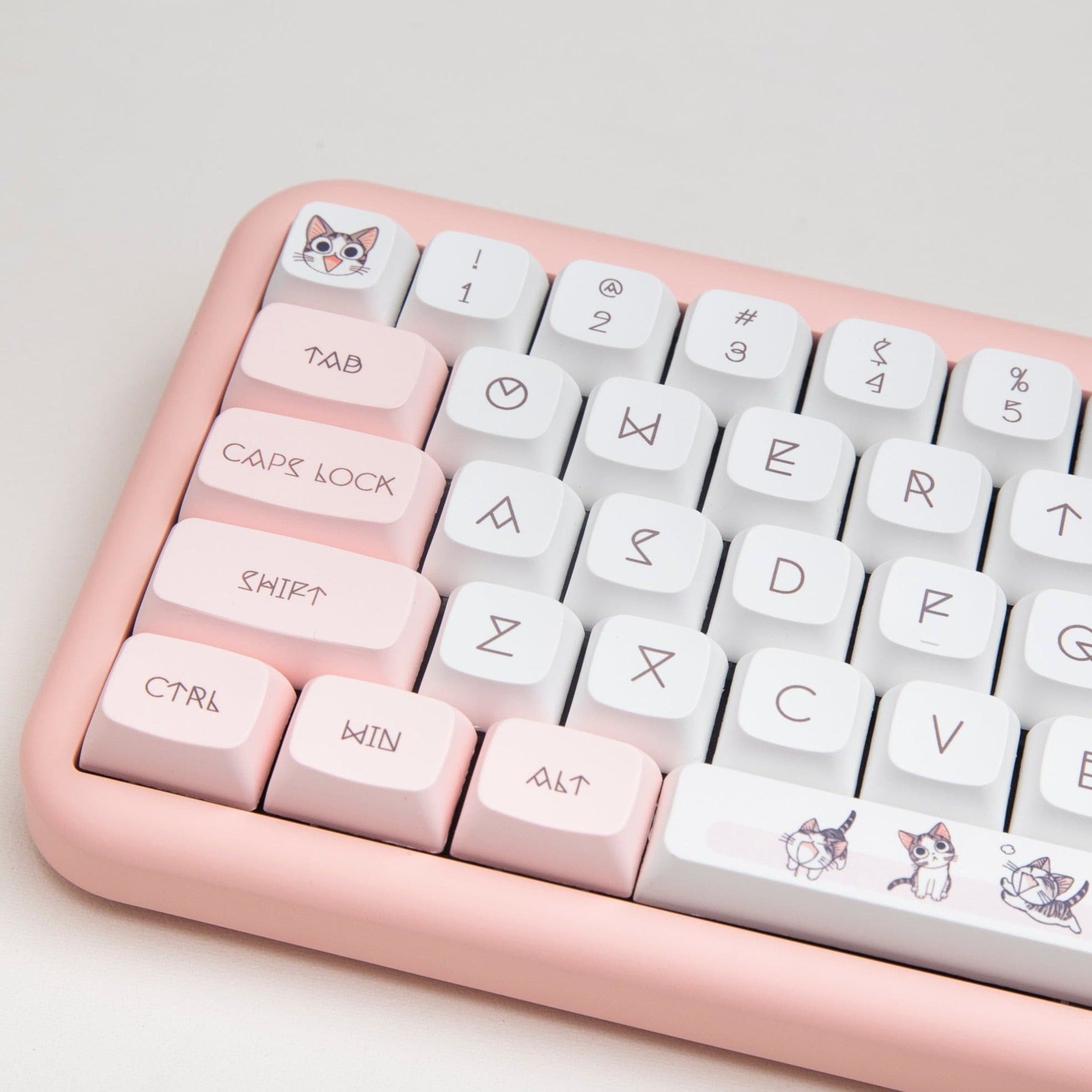 'Meow' Pink Kitty PBT Keycap Set // XDA